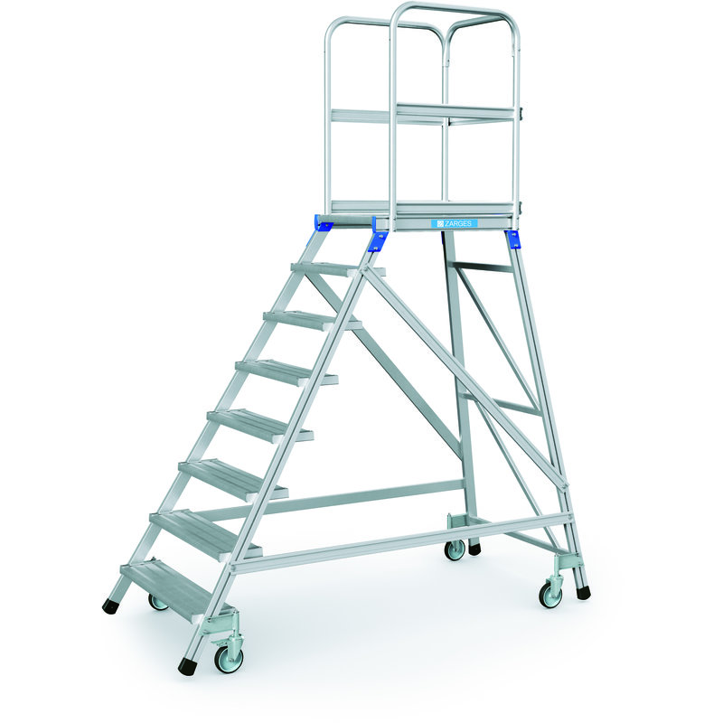 ZARGES Podesttreppe, fahrbar, einseitig begehbar mit Leichtmetall ...